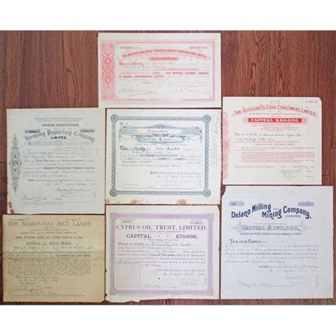English Mining And Land Company Stock Certificate Assortment Ca1899
