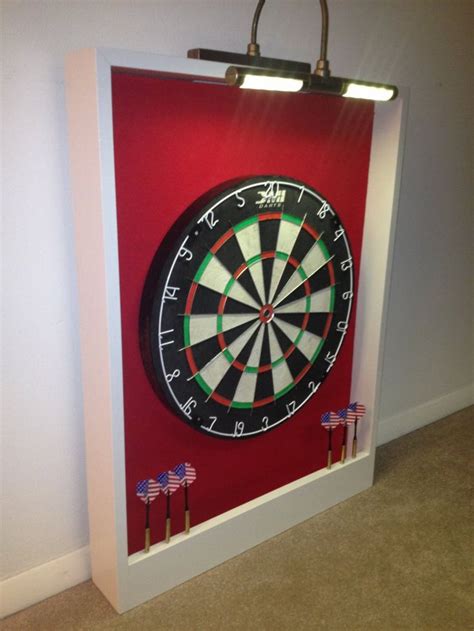 Led Lighted Red And White Trim Dart Board Backboard Surround Etsy