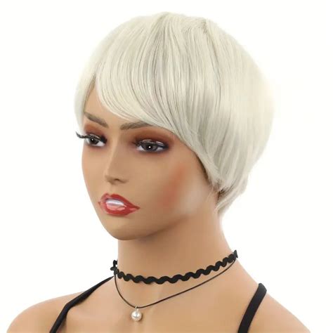 Womens Short Bob Wig Bangs Golden Short Straight Hair Temu Ireland