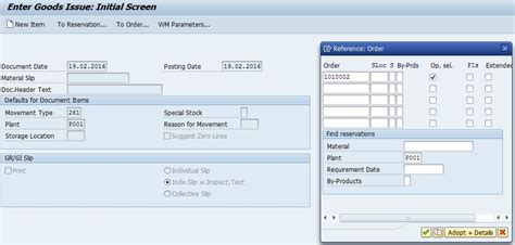 no badi exit available for adopt button in mb1a tc sap community