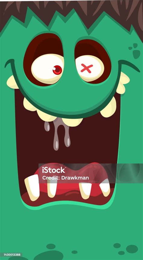 Drôle De Visage De Zombie De Dessin Animé Illustration De Lexpression