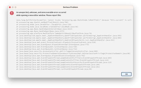 Serious Error When Opening Sketch Processing Processing Community Forum