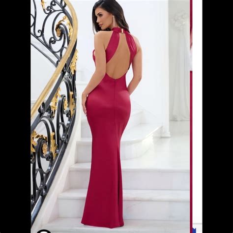 Club L London Dresses Unstoppable Berry Satin Cross Over Halter