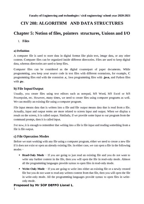 SOLUTION University Of Buea Algorithm And Data Structures Chapter Copy Studypool