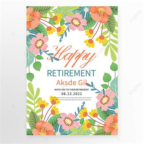 การ์ดเกษียณสุขด้วยต้นไม้และดอกไม้หลากสีสัน Colorful เทมเพลตดาวน์โหลดฟรีบน Pngtree