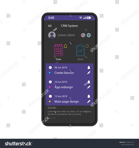 Vektor Stok Crm System Smartphone Interface Vector Template Tanpa Royalti 1426615133