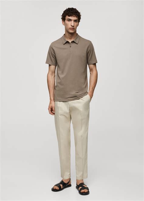 Slim Fit Cotton Piqué Textured Polo Shirt Men Mango Usa