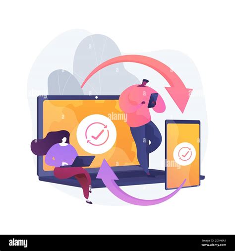 Cross Device Syncing Abstract Concept Vector Illustration Stock Vector