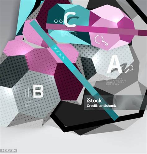 3d 육각형 기하학적 구성 기하학적 디지털 추상 배경 0명에 대한 스톡 벡터 아트 및 기타 이미지 0명 3차원 형태 개념 Istock