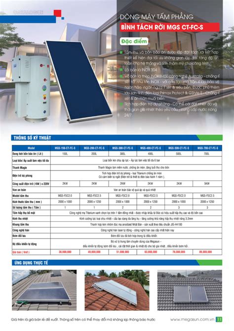 Máy Nước Nóng Năng Lượng Mặt Trời Tấm Phẳng Megasun Chịu áp 200 Lít Ct