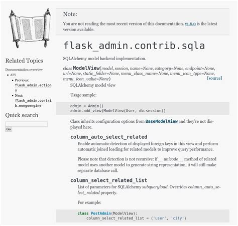 Flask Admin 160latest Online Documentation Doesnt Render Full Docs