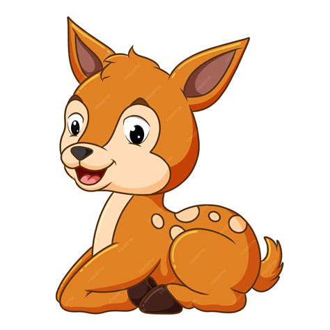 Premium Vector The Cute Mouse Deer Is Sitting With The Happy Face Of