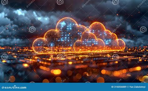 3d Render Of Global Encrypted Cybersecurity Network Using Cloud Computing Technology Concept
