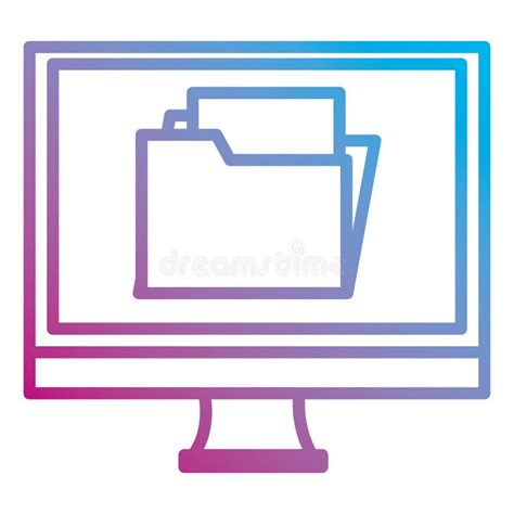 Computer Display With Folder Stock Illustration Illustration Of