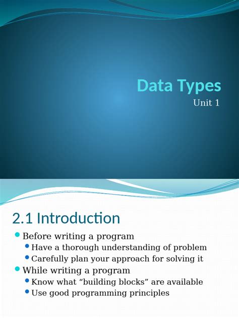 Data Types Ppt Pdf