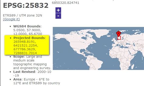 Epsg What Does Projected Bounds And Wgs84 Bounds Mean In The