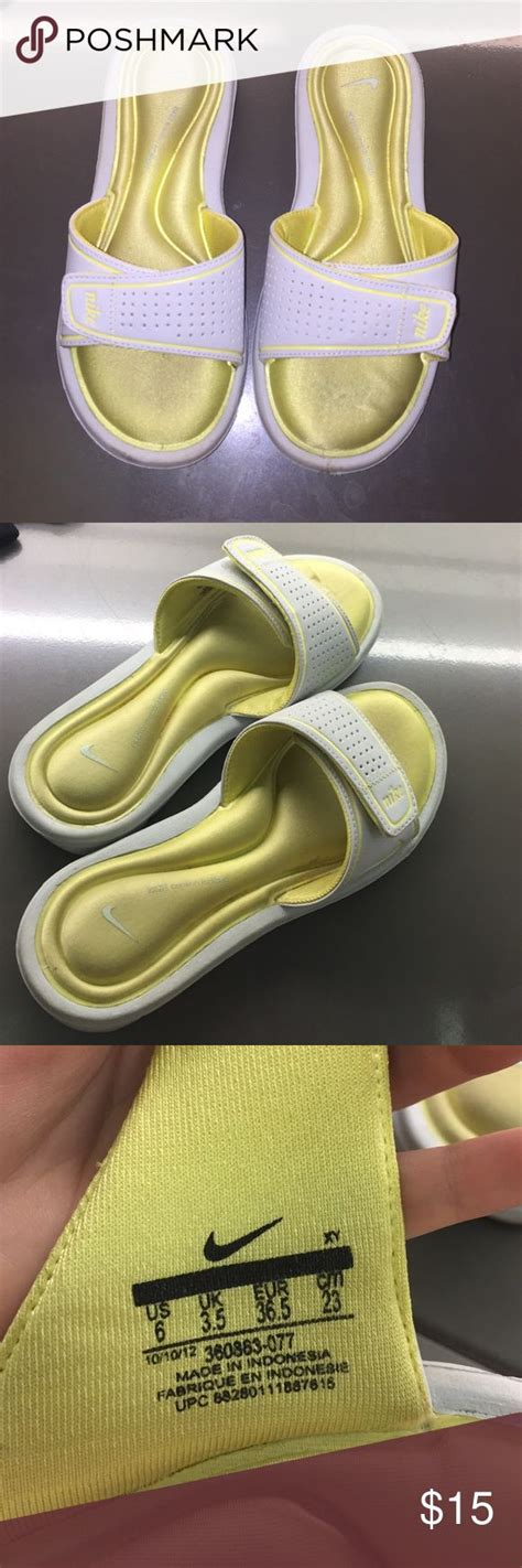 Hp🎉 Yellow And Gray Nike Slides Nike Slides Grey Nikes Nike