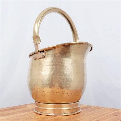 Large Coal Scuttle Bucket Vintage Solid Brass Fire Place Etsy