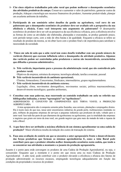 Prova 22 Abril 2018 questões e respostas 1 Cite cinco objetivos