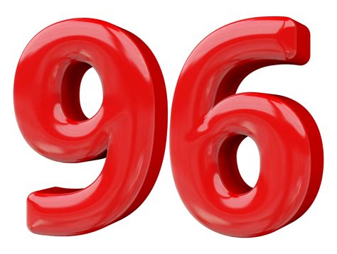 Red 3D Number 96 46645662 PNG