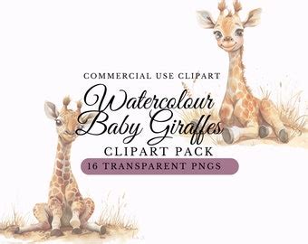 Giraffe Watercolor Clipart Cute Clip Art For Commercial Use