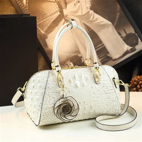 Genuine Leather Croco Rose Barrel Bag KoKo Royale