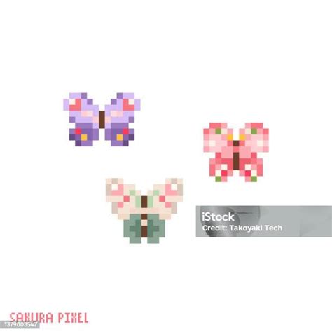 픽셀 아트 나비 아이콘 일본의 봄 나비의 벡터 8 비트 스타일 일러스트 모자이크 처리에 대한 스톡 벡터 아트 및 기타 이미지 모자이크 처리 나비 16 Istock