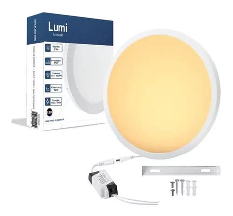 Luminária Painel Plafon Super Led Sobrepor Redondo 25w Teto Branco