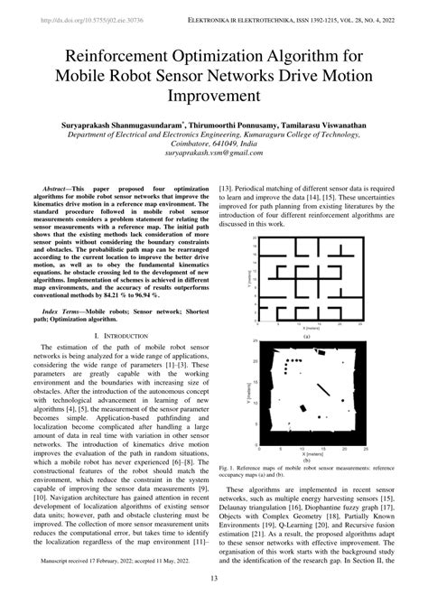 Pdf Reinforcement Optimization Algorithm For Mobile Robot Sensor Networks Drive Motion Improvement