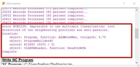 Getting Message Error Ncb0238 Impossible To Use Multiaxis Linearization Tool Directions Of
