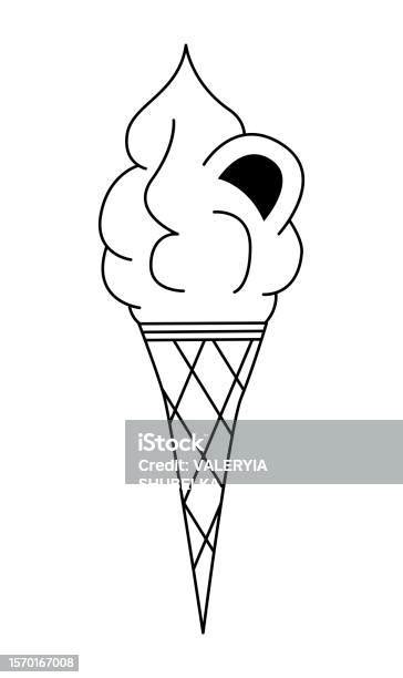 소프트 아이스크림 콘 낙서 쿠키와 아이스크림 귀여운 만화 맛있는 디저트입니다 손으로 그린 그림은 흰색 배경에 분리되어 있다 0명에 대한 스톡 벡터 아트 및 기타 이미지