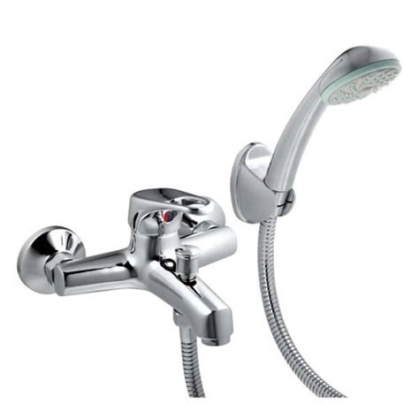 Emerald Wall Mounted Bath Mixer With Hand Shower Chrome Plated Dzr