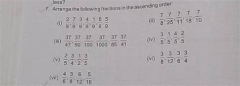 7 Arrange The Following Fractions In The Ascending Order I 92 97 93