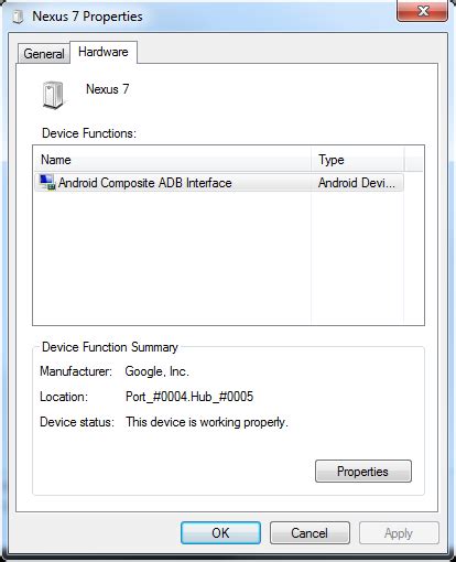 Android Nexus 7 Not Visible Over Usb Via Adb Devices From Windows 7