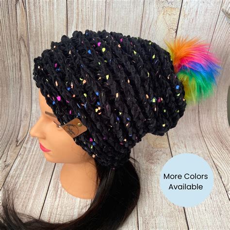 Rainbow Fluff Hat Fall Winter Fashion Bright Bold Hat Winter T