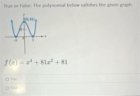 [answered] true or false the polynomial below satisfies the given graph