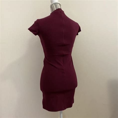 Lulus Burgundy Bodycon Mock Neck Dress No Depop