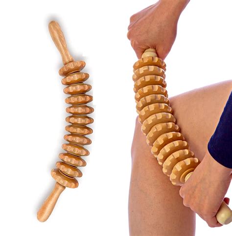 Wood Therapy Roller Stick Massage Tool Curved Designed Handheld