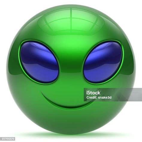 외국인 웃는 얼굴 만화 헤드 이모티콘 몬스터 Ball 초록색입니다 3차원 형태에 대한 스톡 사진 및 기타 이미지 3차원 형태