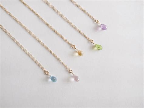 14kgf 粉水晶 紫水晶 黃水晶 橄欖石 托帕石 天然石項鍊鎖骨鍊 此石彼石 Cishi Bishi｜項鍊人氣榜 Pinkoi