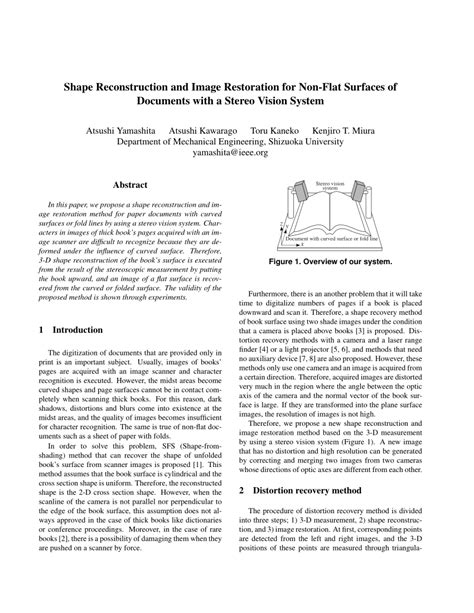 Pdf Shape Reconstruction And Image Restoration For Non Flat Surfaces