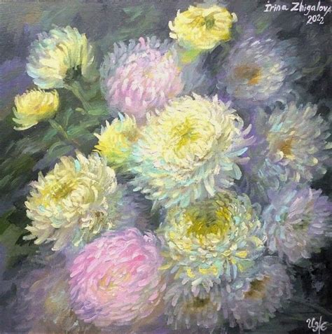Белые Хризантемы Картина Ирина Жигалова Artmajeur Картины Искусство Хризантемы