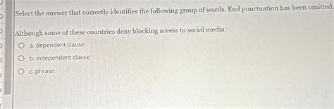 Solved Select The Answer That Correctly Identifies The Fo