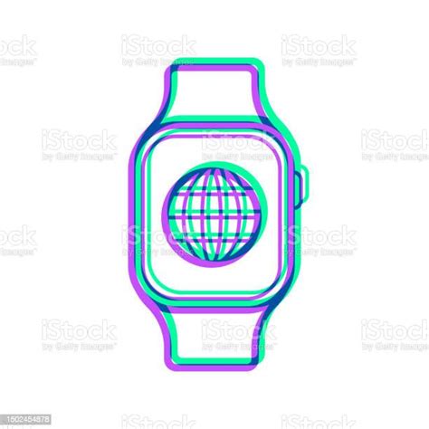 Smartwatch Avec Globe Icône Avec Superposition De Deux Couleurs Sur