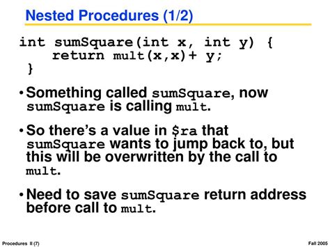 Ppt Lecture 07 Procedure Calls Part 2 Powerpoint Presentation