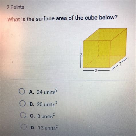 What Is The Surface Area Of The Cube Below Brainly