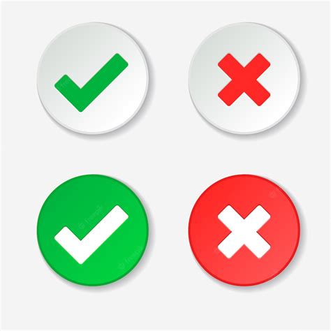 Premium Vector Checkmark Green Tick And Red Cross Of Approved And Reject Circle Symbols