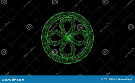3d Beautiful Flower Pattern On Black Background Object Dissolved Green Flickering Particles