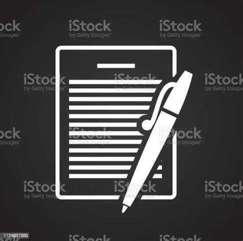 검은 배경 그래픽 및 웹 디자인 현대 간단한 벡터 기호에 대 한 비즈니스 문서 아이콘 인터넷 개념입니다 웹사이트 디자인 웹 버튼