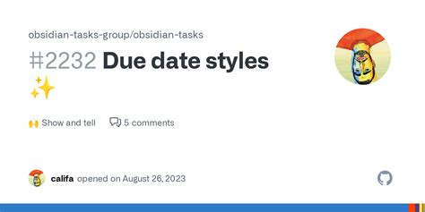 due date styles · obsidian tasks group obsidian tasks · discussion